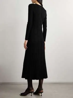 Veronica De Piante Anais Ribbed Wool Midi Dress - Black