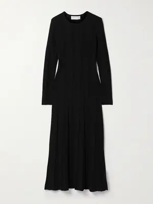 Veronica De Piante Anais Ribbed Wool Midi Dress - Black