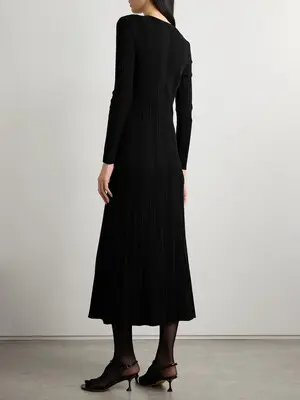 Veronica De Piante Anais Ribbed Wool Midi Dress - Black