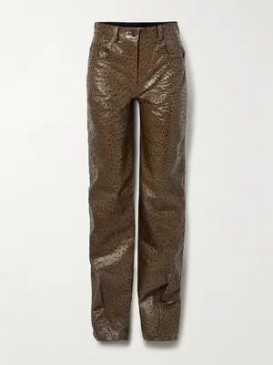 16Arlington Vante Ostrich-effect Leather Pants