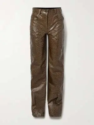 16Arlington Vante Ostrich-effect Leather Pants