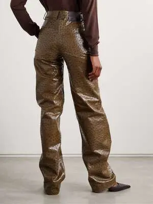 16Arlington Vante Ostrich-effect Leather Pants