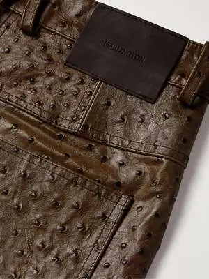 16Arlington Vante Ostrich-effect Leather Pants