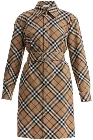 Burberry BURBERRY Checked Wool Blend Dress Beige