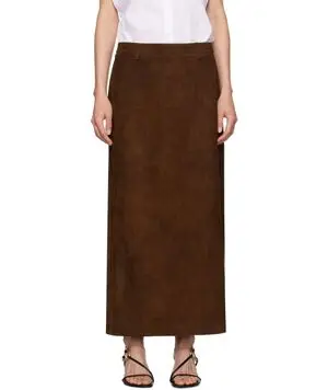 LE17SEPTEMBRE Straight Leather Maxi Skirt - Brown