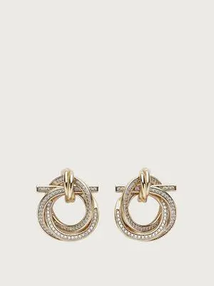 FERRAGAMO Twisted Gancini Crystal Earrings - Gold