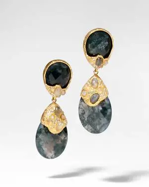 Alexis Bittar Archive Stone Drop Clip Earrings