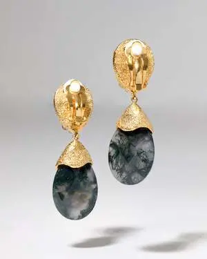 Alexis Bittar Archive Stone Drop Clip Earrings