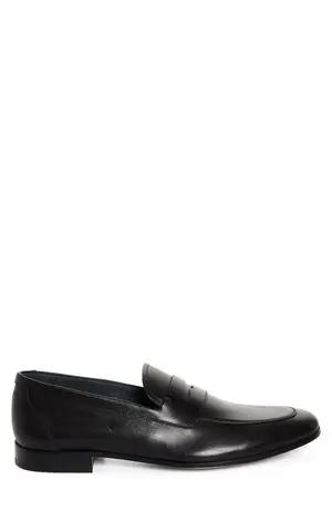 J.M. WESTON Woogie Apron Toe Penny Loafer - Black