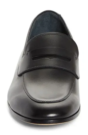 J.M. WESTON Woogie Apron Toe Penny Loafer - Black