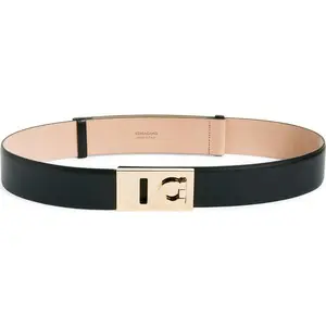 FERRAGAMO Hug Expandable Leather Belt - Nero/ Naturale