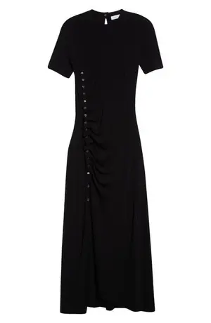 Rabanne Drapé Pression Short Sleeve Maxi Dress
