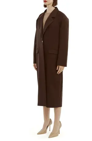 Bardot Maika Longline Overcoat - Dark Choco