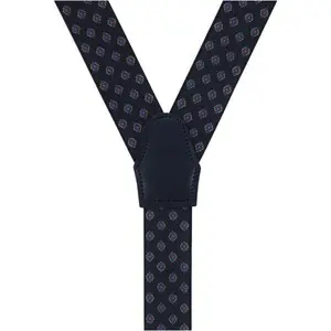 Trafalgar Diamond Print Button End Suspenders - Black