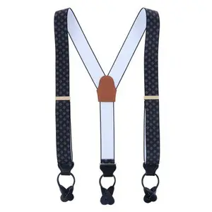 Trafalgar Diamond Print Button End Suspenders - Black