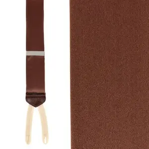 Trafalgar Sutton Solid Color Silk Suspenders - Brown