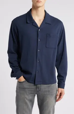 FRAME Long Sleeve Duo Fold Relaxed Shirt - Navy