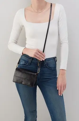 Hobo Jill Leather Phone Crossbody Bag - Black