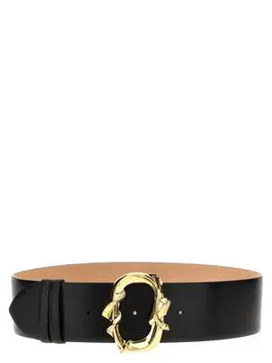Alexander McQueen Snake' Leather Belt - Black