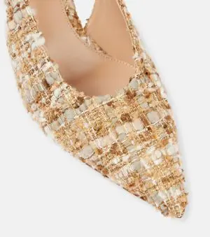 GIANVITO ROSSI Pointy 55 Bouclé Slingback Pumps - Gold