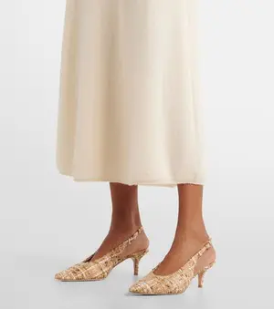 GIANVITO ROSSI Pointy 55 Bouclé Slingback Pumps - Gold