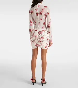 Magda Butrym Floral Appliqué Sheer Jersey Mini Dress