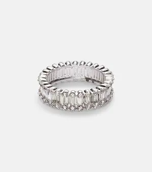BUCHERER FINE JEWELLERY Baguette Love 18kt White Gold Ring With Diamonds - Silver