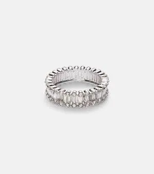 BUCHERER FINE JEWELLERY Baguette Love 18kt White Gold Ring With Diamonds - Silver