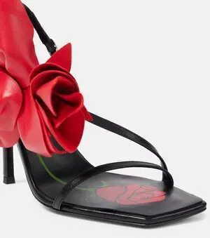Magda Butrym Floral-appliqué Leather Slingback Sandals