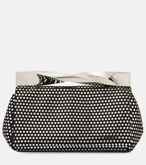 AQUAZZURA Twist Mini Studded Suede Clutch