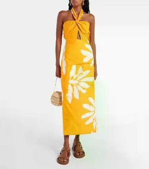 Johanna Ortiz Printed Cutout Midi Dress