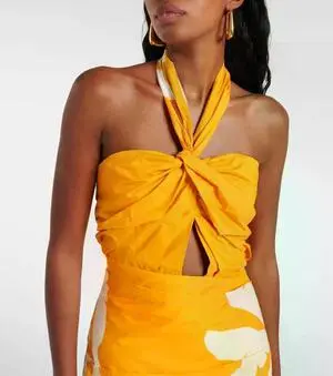 Johanna Ortiz Printed Cutout Midi Dress