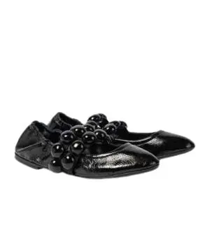 Alaïa Sphere Patent Leather Mary Jane Flats - Black