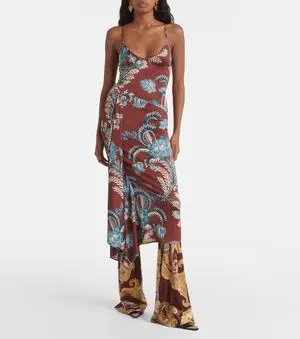 Etro Floral Satin Midi Dress