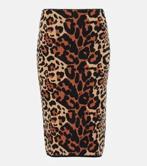 Blumarine Leo Leopard-print Jacquard Pencil Skirt - Brown