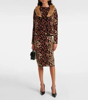 Blumarine Leo Leopard-print Jacquard Pencil Skirt