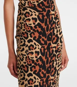 Blumarine Leo Leopard-print Jacquard Pencil Skirt