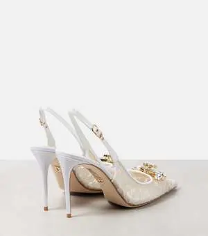 Dolce & Gabbana Rainbow Lace Slingback Pumps