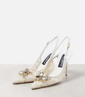 Dolce & Gabbana Rainbow Lace Slingback Pumps