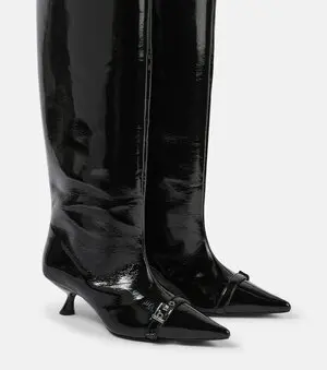 GANNI Eyelets Faux Leather Knee-high Boots