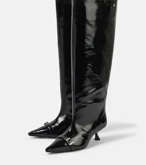 GANNI Eyelets Faux Leather Knee-high Boots