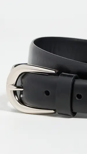 FAVORITE DAUGHTER Cowhide Belt With Polished Hardware - Black Nickel