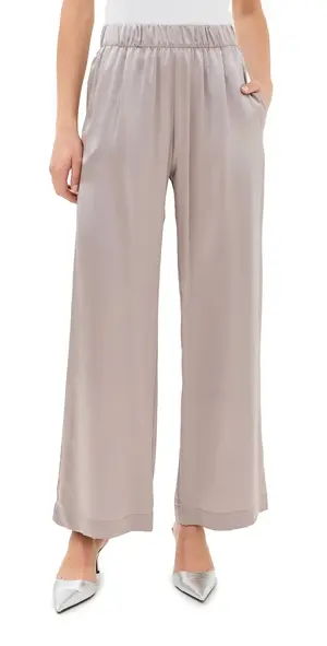 Sablyn Brynn Wide Leg Silk Pants - Flax