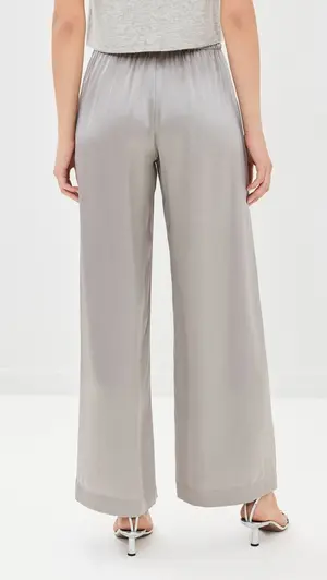 Sablyn Brynn Wide Leg Silk Pants - Foggy