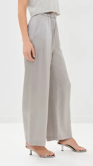 Sablyn Brynn Wide Leg Silk Pants - Foggy