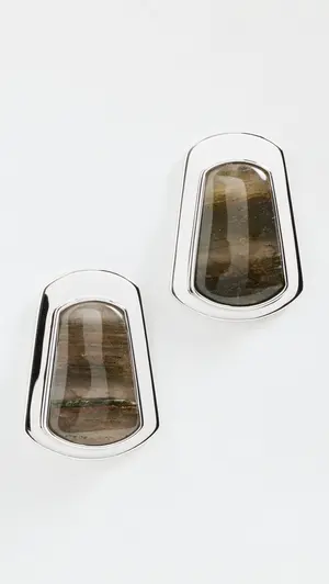 Shashi Clementine Agate Earrings - Silver