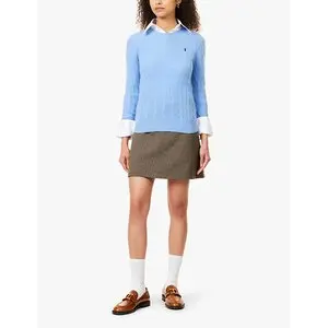 Polo Ralph Lauren Logo-embroidered Cable-knit Wool And Cashmere Jumper - New Litchfield Blue