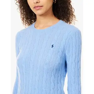 Polo Ralph Lauren Logo-embroidered Cable-knit Wool And Cashmere Jumper - New Litchfield Blue