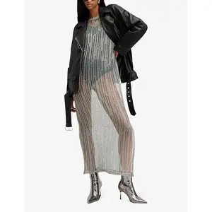 ALLSAINTS Billie Belted-hem Relaxed-fit Leather Biker Jacket