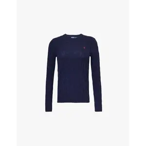 Polo Ralph Lauren Logo-embroidered Cable-knit Wool And Cashmere Jumper - Hunter Navy
